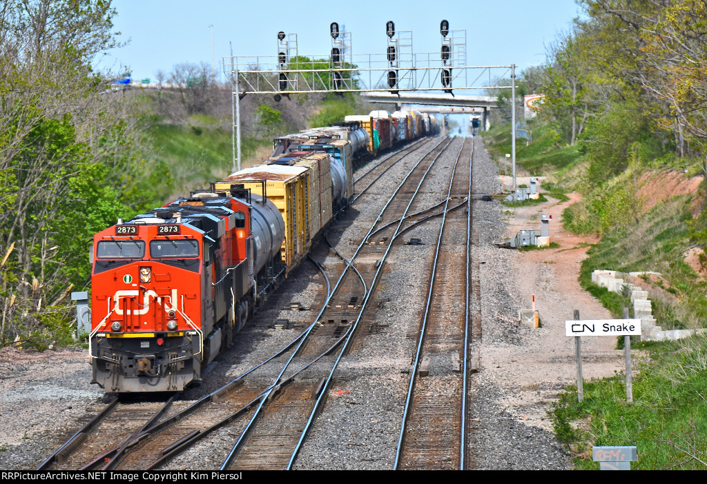 CN 2873 at CN CP Snake